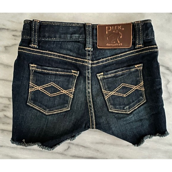 Peek | Bottoms | Peek Dungarees Dark Denim Baby Girls Shorts Sz 2 Cut ...
